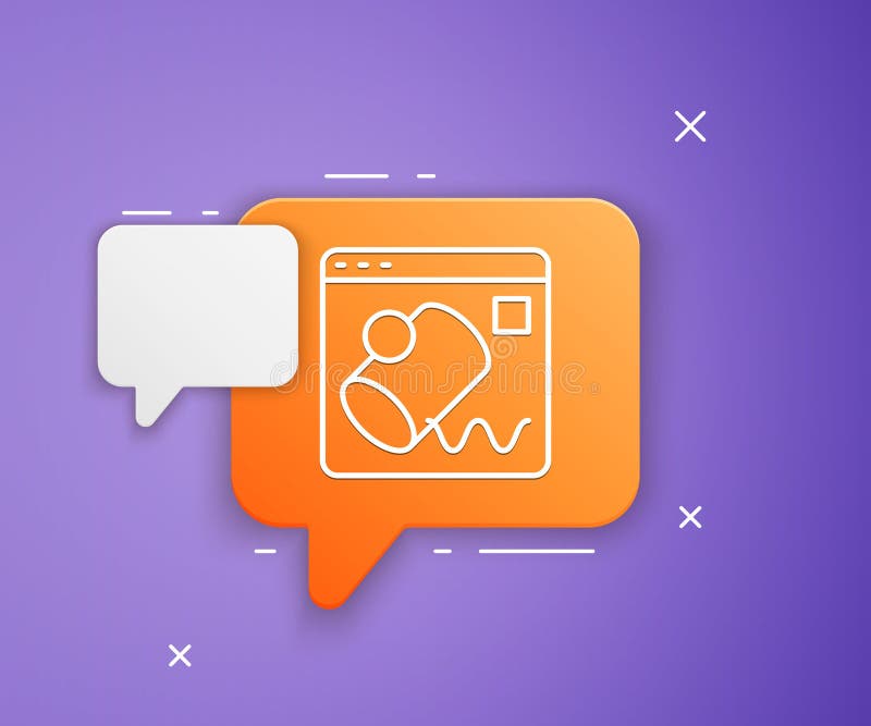 White Data Visualisation Icon Isolated on Purple Background. Orange ...
