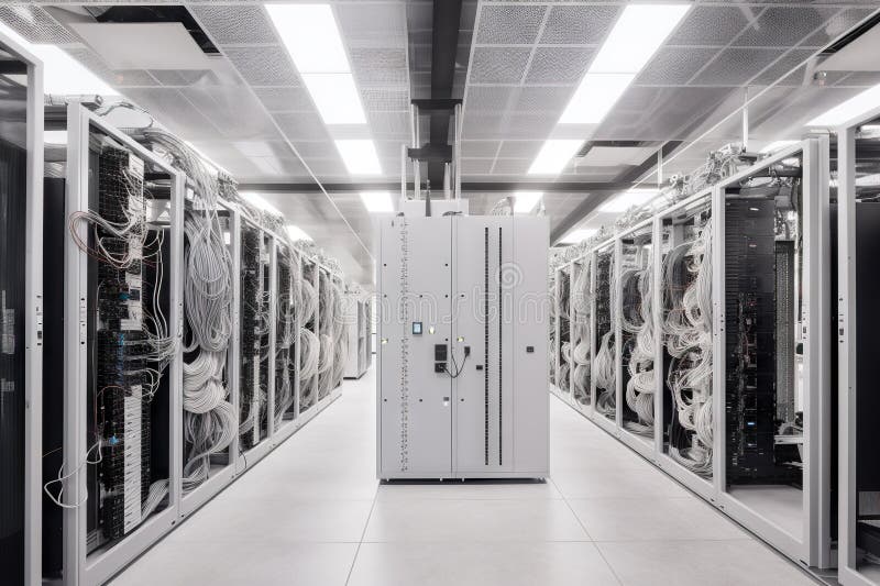White Datacenter Room - Generative AI Stock Illustration - Illustration ...