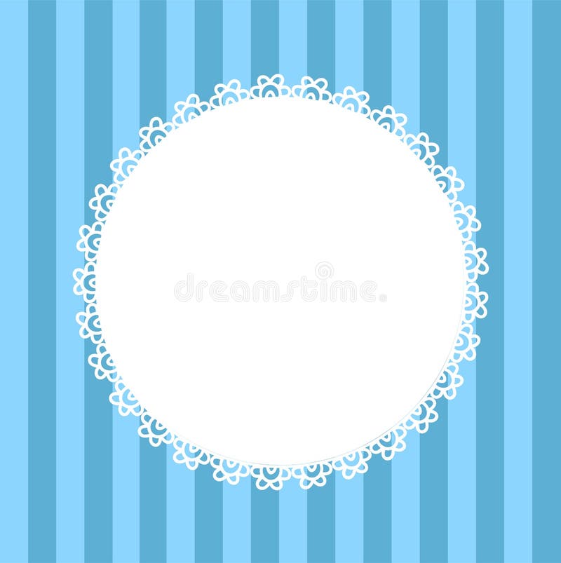 Decorative White Round Frame on Blue Striped Background Stock Vector ...
