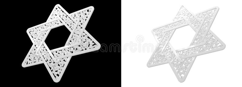 White Decorative Tracery Shield of David Isolated. Object 3D ...