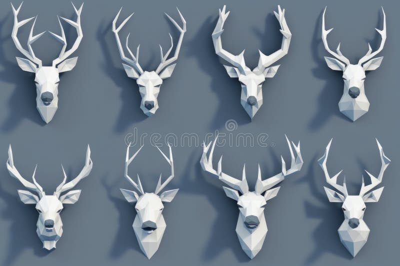 White Deer Heads Mounted on a Wall, Perfect for Interior Design ...