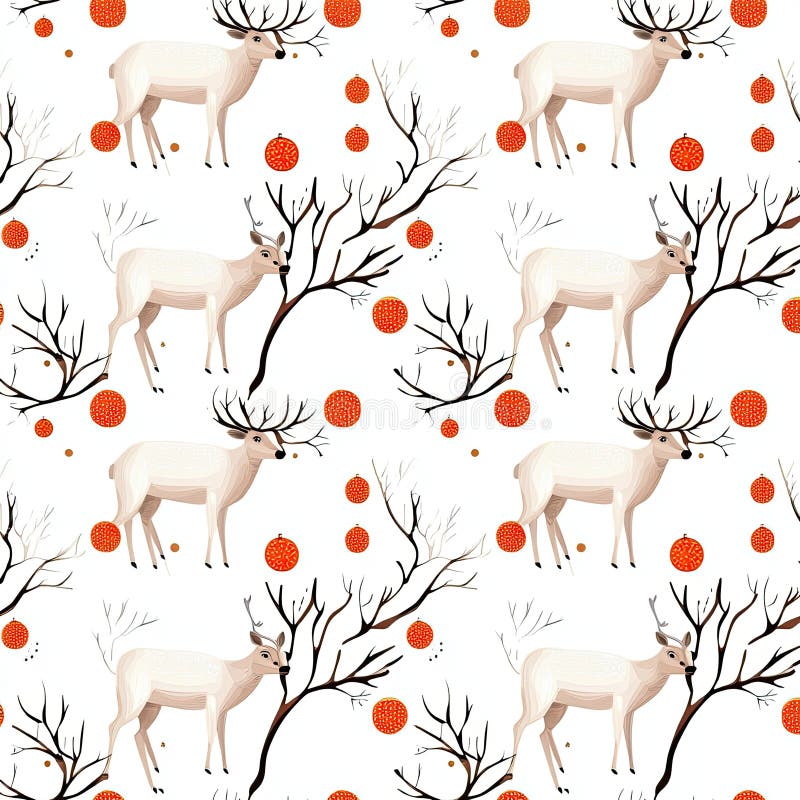 White Deer Winter Seamless Pattern Stock Image - Image of christmas ...