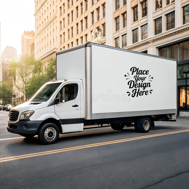 White Delivery Truck with Large Advertising Panel Stock Illustration ...