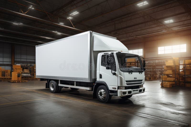 White Delivery Truck Side View Cargo Truck Advertising Generative AI ...