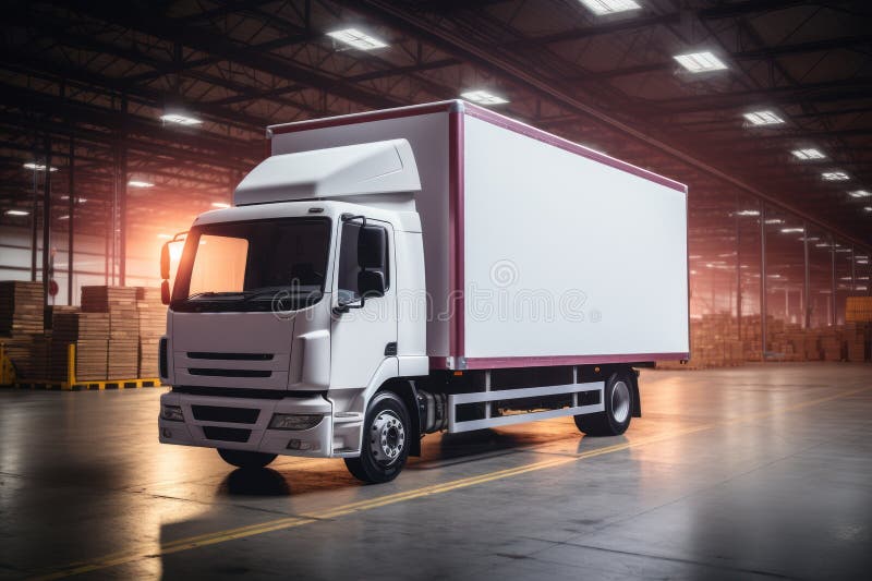 White Delivery Truck Side View Cargo Truck Advertising Generative AI ...