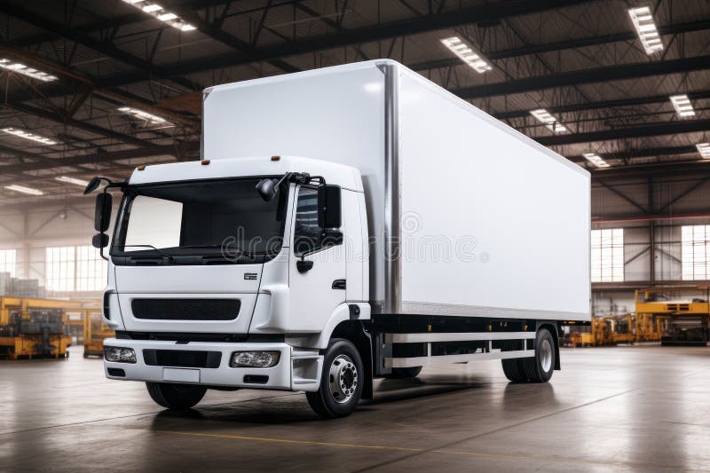 White Delivery Truck Side View Cargo Truck Advertising Generative AI ...