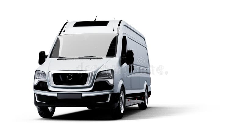 White Delivery Van Angled Front View Isolated on White Stock Image ...