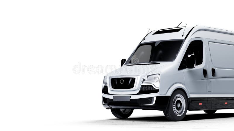 White Delivery Van Angled Front View Isolated on White Stock Image ...