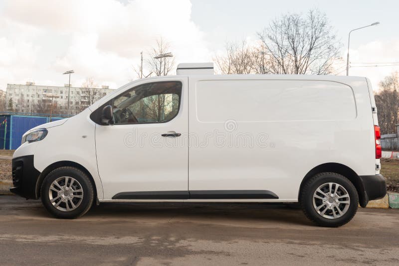 White Cargo Van Isolated Left Stock Image - Image of minibus, moving ...