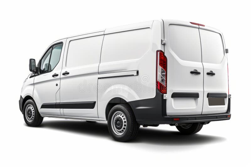 White Delivery Van Isolated on White Background. Side View Stock Image ...