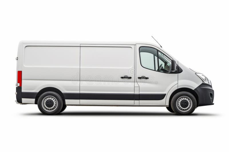 White Delivery Van Isolated on White Background. Side View Stock Photo ...