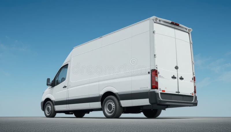 White Delivery Van Parked on Smooth Surface Under Clear Blue Sky ...