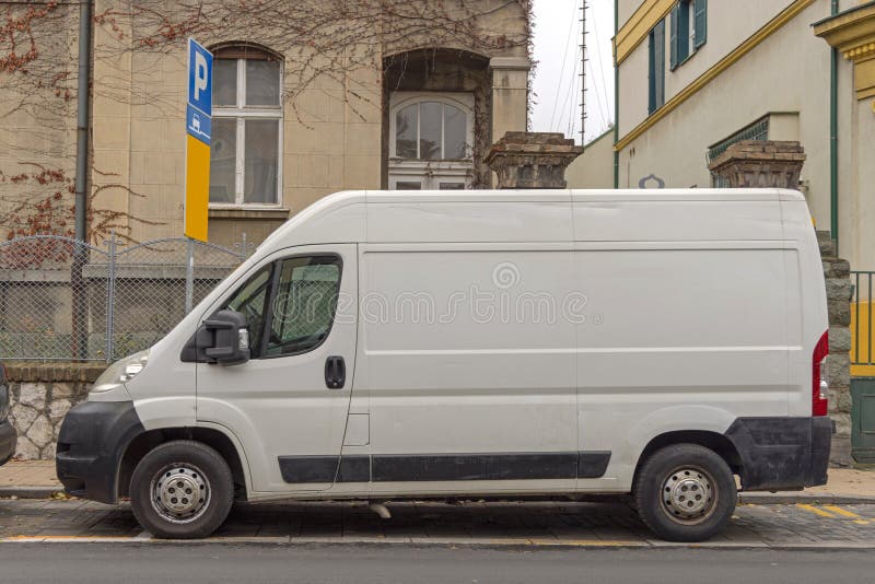 White Delivery Van stock photo. Image of serbia, autumn - 277449262