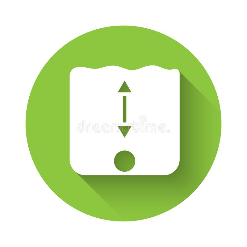 White Depth Measurement Icon Isolated with Long Shadow. Water Depth ...