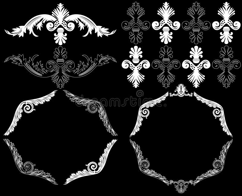 White Design Elements on a Black Background Stock Illustration ...