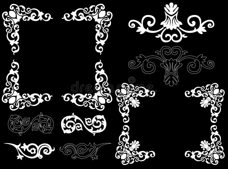 White Design Elements on a Black Background Stock Illustration ...