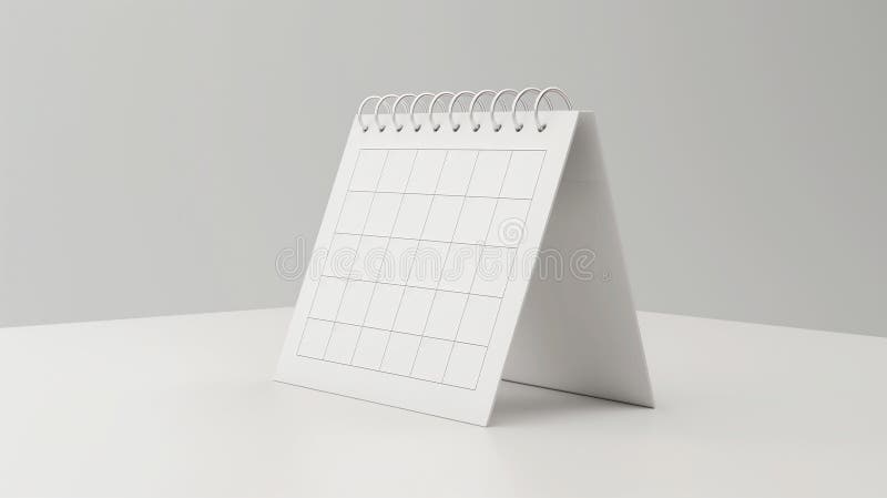 White Desk Calendar Mockup with Spiral Binding Stands Upright on ...