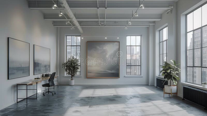 White Desk with Computer stock image. Image of contemporary - 311816221