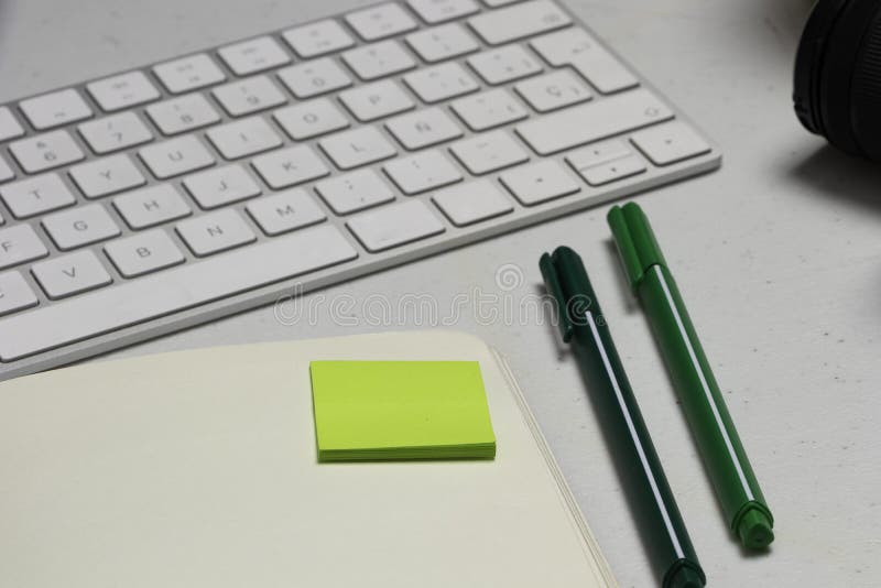 White Desk with Pencils To Study Online Stock Image - Image of agency ...