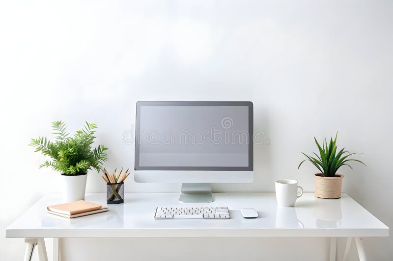 White Desktop Background Minimal Design Stock Illustration ...