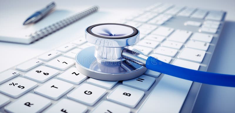 Stethoscope on a Computer Keyboard Stock Illustration - Illustration of ...