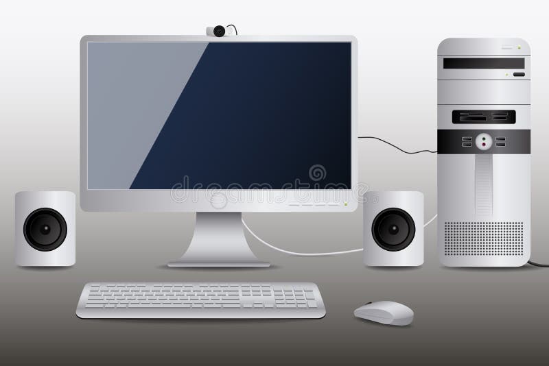 White Desktop Computer stock vector. Illustration of digital - 58424468