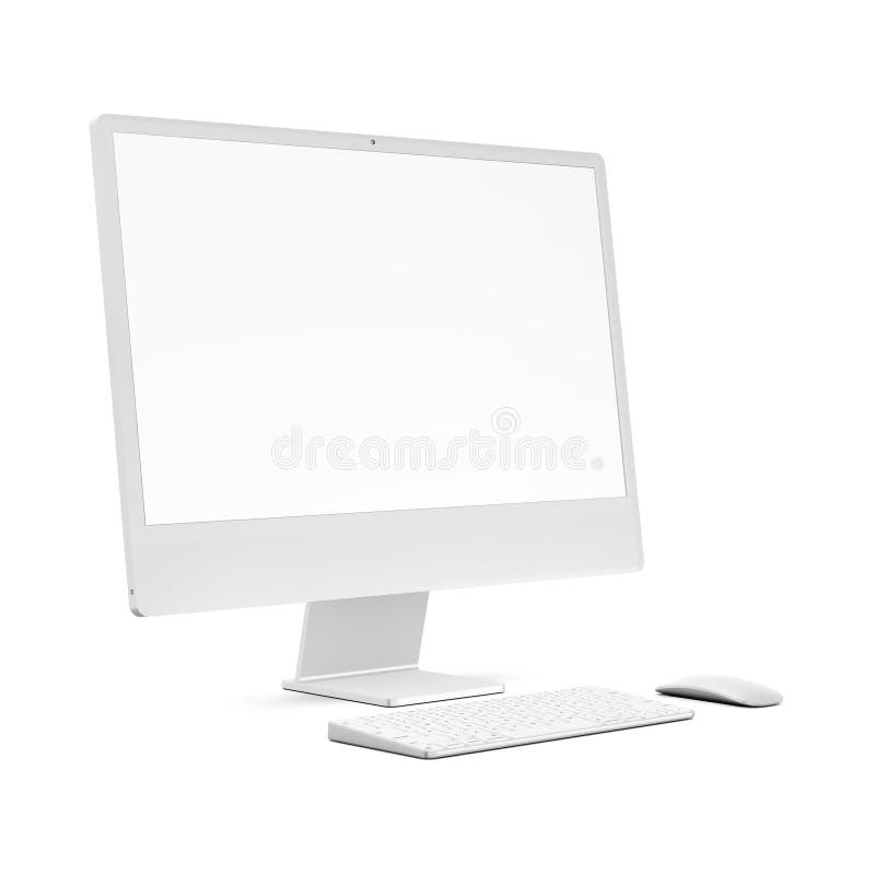A White Desktop Computer Mockup Isolated on a White Background Stock ...