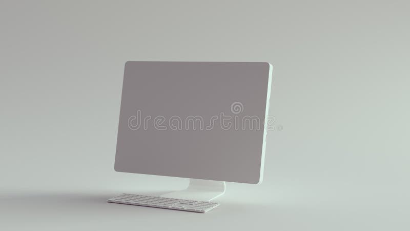 White Desktop Computer and Slim Keyboard Stock Illustration ...