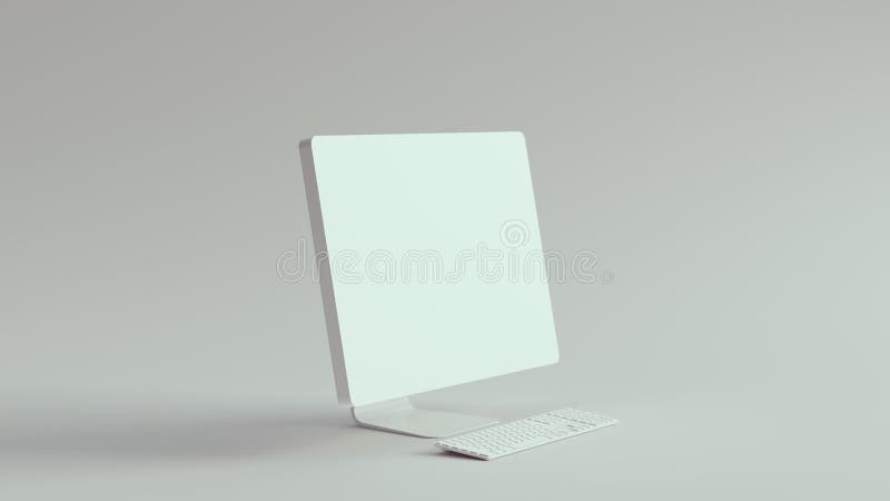 White Desktop Computer and Slim Keyboard Stock Illustration ...