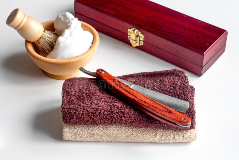White Desktop with Tools for Shaving Beards Stock Image - Image of ...