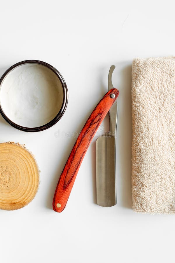 White Desktop with Tools for Shaving Beards Stock Image - Image of ...