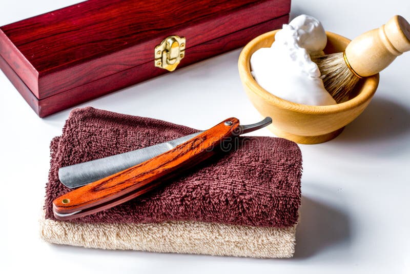 White Desktop with Tools for Shaving Beards Stock Photo - Image of ...