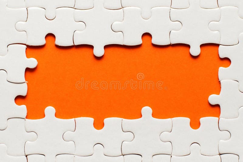 White Details of Puzzle on Orange Background and Place for Inscription ...