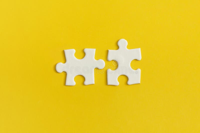 White Details of Puzzle on Yellow Background Stock Photo - Image of ...