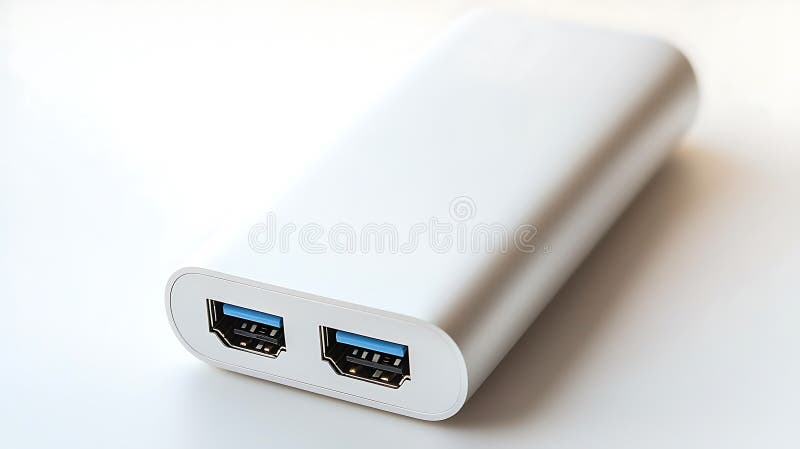 A White Device with Two Blue Ports Stock Photo - Image of object ...
