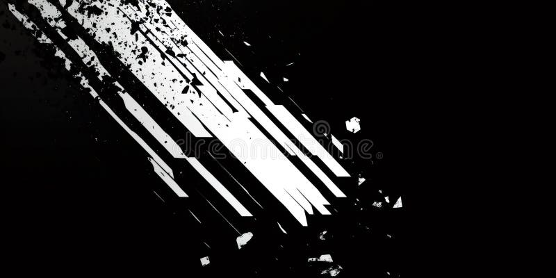 White Diagonal Lines Breaking Apart on Black Background with Grunge ...