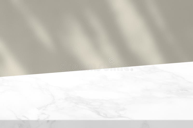 White Diagonal Marble Table with Beige Stucco Wall Texture Background ...