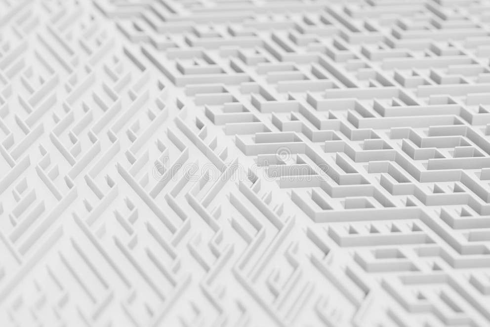 White Diagonal Maze Pattern. Simple, Minimalistic Abstract 3D Rendering ...
