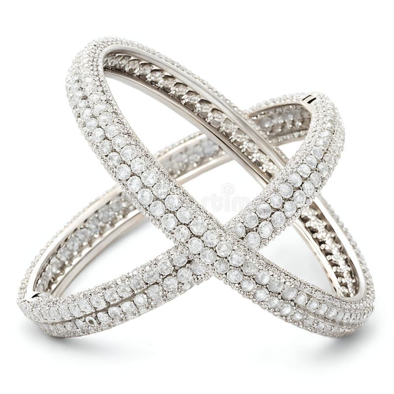 White Diamond Bangles Isolated on White Background Stock Illustration ...