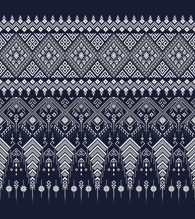 Diamond Shape Seamless Pattern Border on Denim Blue Stock Vector ...