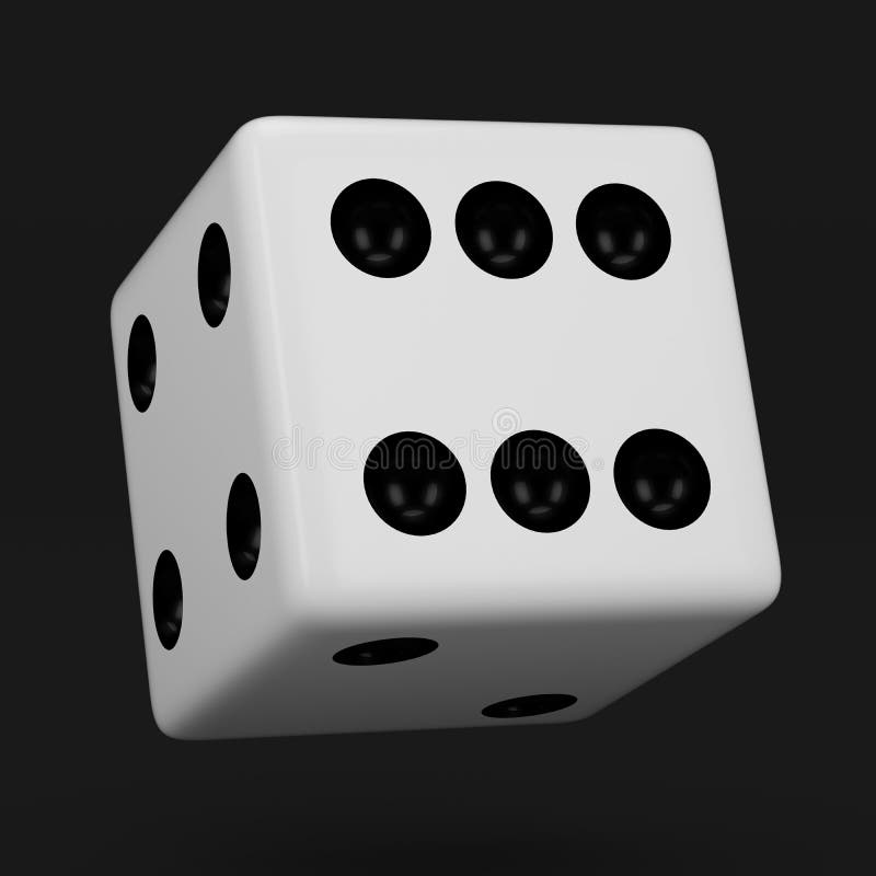 White Dice with Black Dots Hanging in Half Turn Showing Number 6 ...