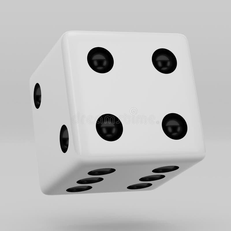 White Dice with Black Dots Hanging in Half Turn Showing Number 4 ...