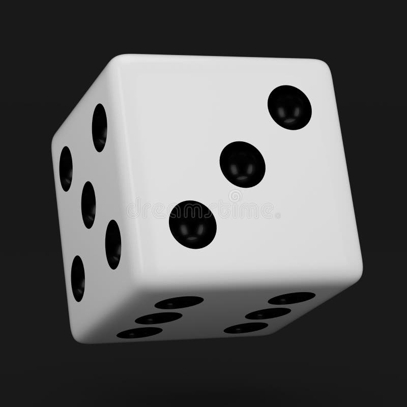 White Dice with Black Dots Hanging in Half Turn Showing Number 3 ...