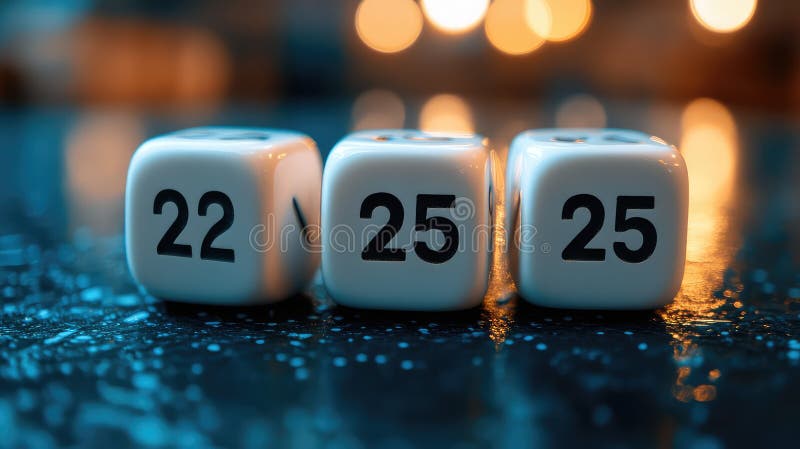 White Dice Displaying Numbers on Reflective Blue Surface: Close-Up View ...