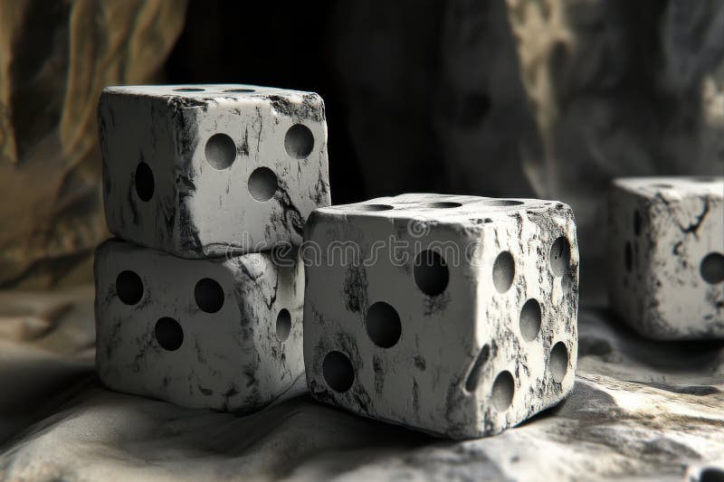 White Dice Floating in a Dark Abandoned Room with Broken Window ...