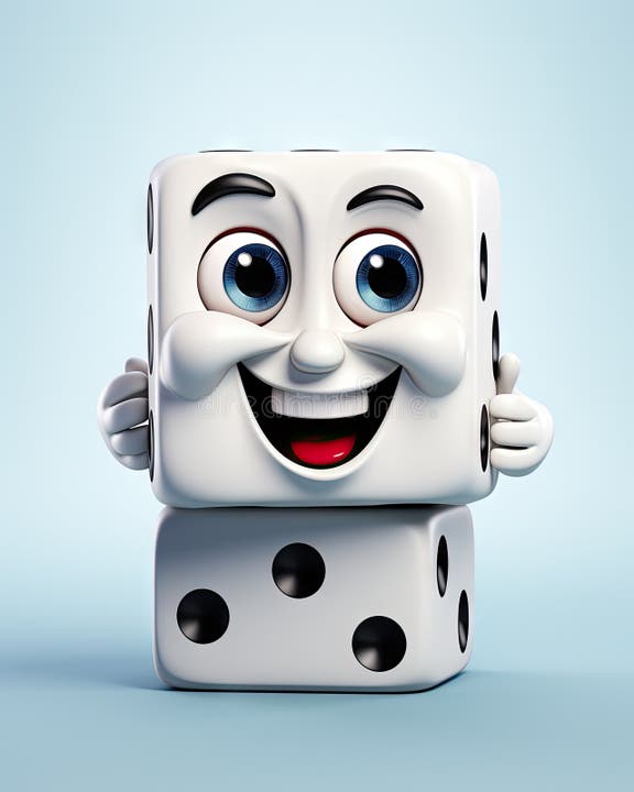 A White Dice with a Smiling Face and Two Black Dots on it. Generative ...