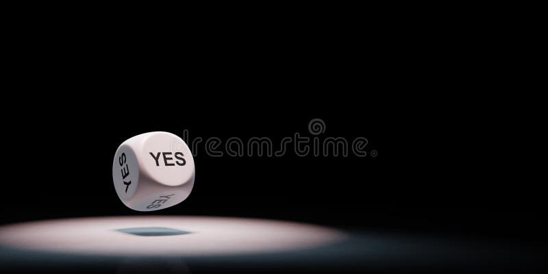 Yes Text Dice Spotlighted on Black Background Stock Illustration ...