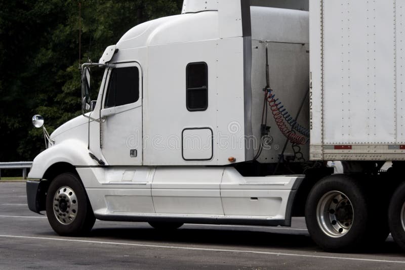 White Diesel Truck Rig with Copy Space Stock Image - Image of windows ...