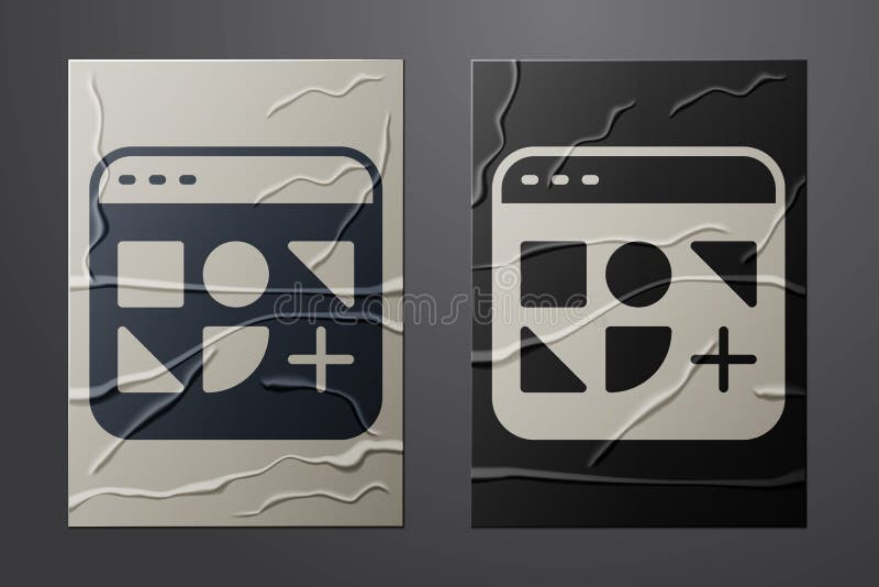 White Different Files Icon Isolated on Crumpled Paper Background. Paper ...