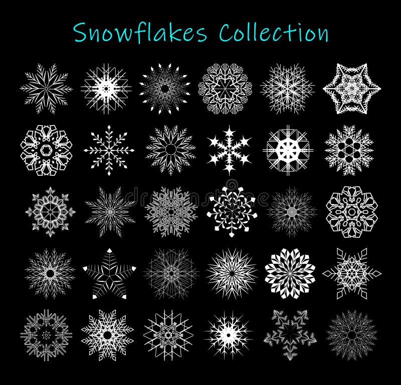 White Different Snowflakes Collection. Winter Paper Cut Design Element ...